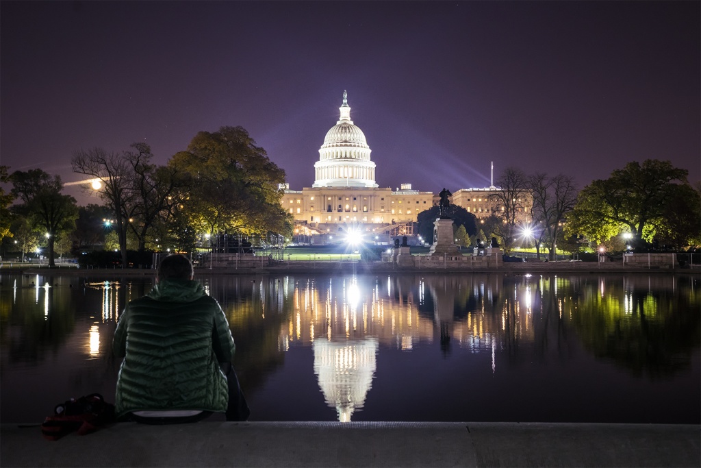 US Capitol Reflecting Pool at Night