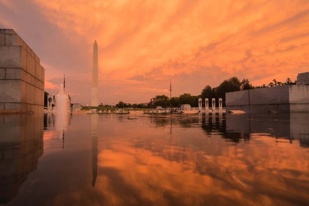 Sunset at the World War II Memorial